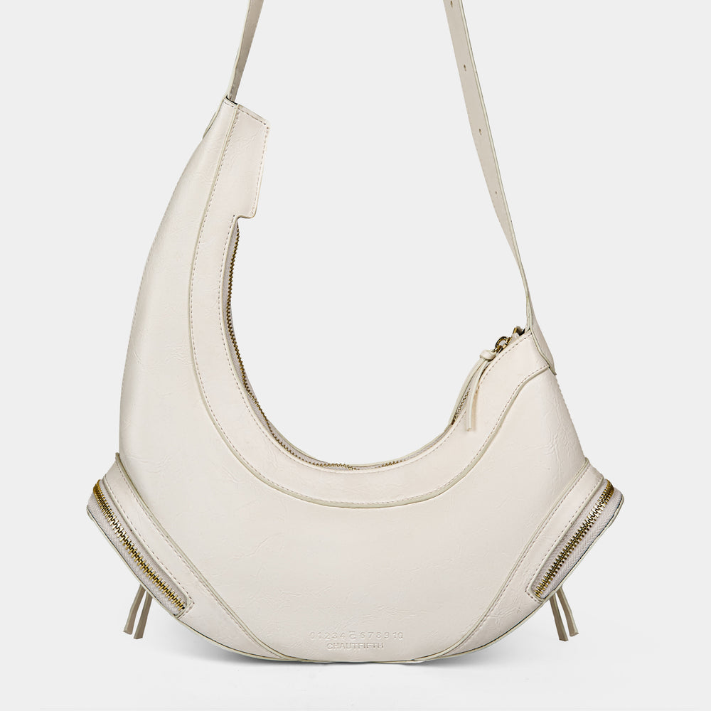 Bag CRESCENT MOON Cream White with texture