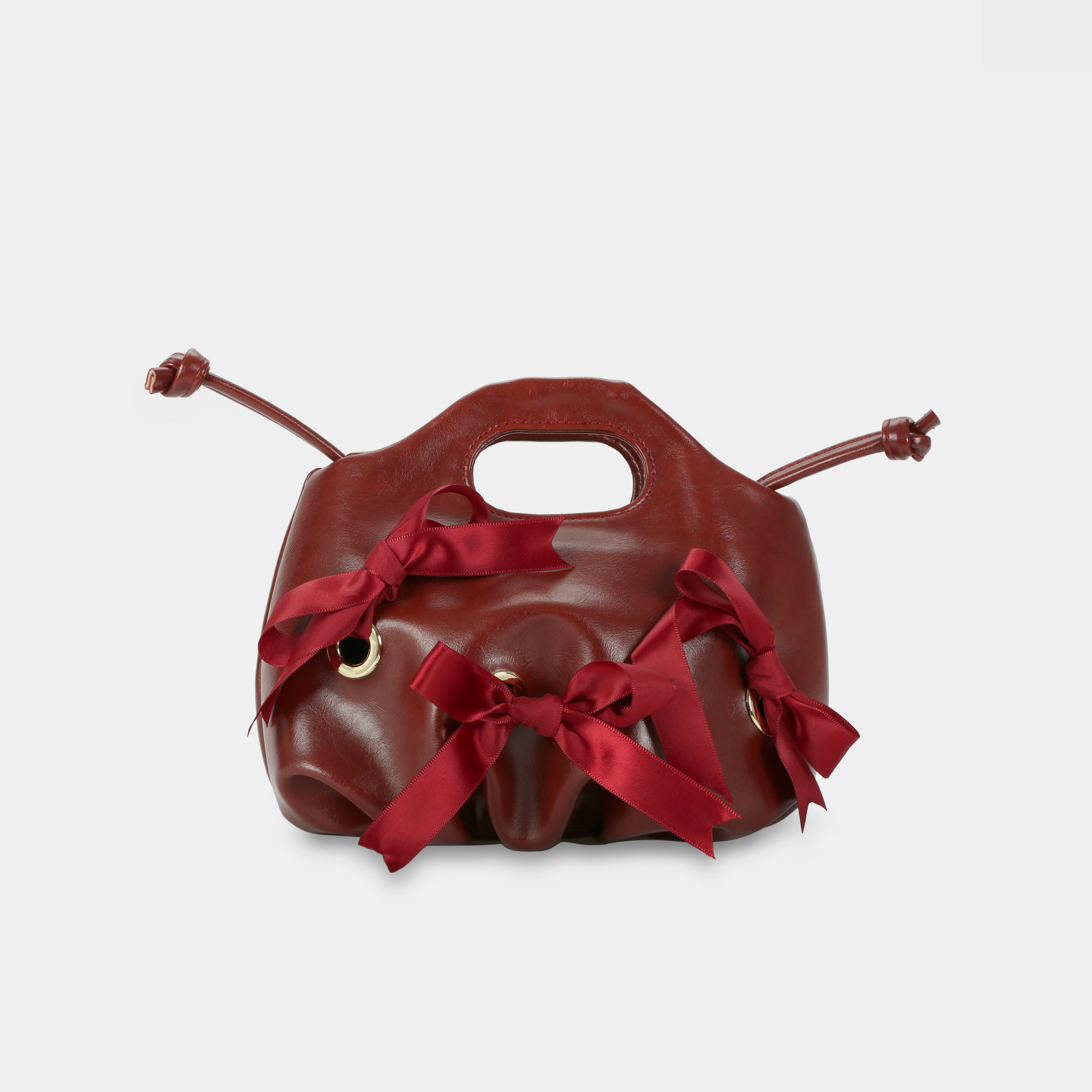 Flower Mini Eyelet & Bow handbag in red